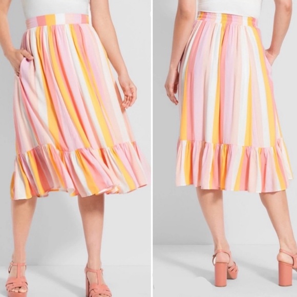 Modcloth | Skirts | Modcloth X Collector Katherine Peach Stripe Skirt ...